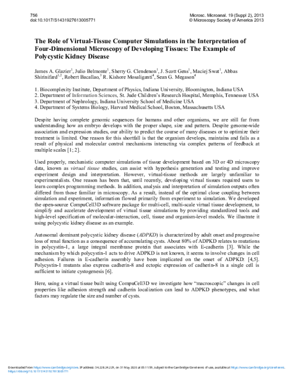 The Role of Virtual-Tissue Computer Simulations in the Interpretation ...