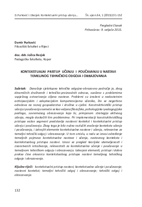 (PDF) Contextual approach to teaching and learning in compulsory ...