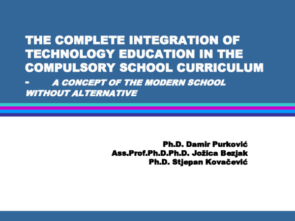 (PDF) Projectwork-The Complete Integration of Technology Education in ...