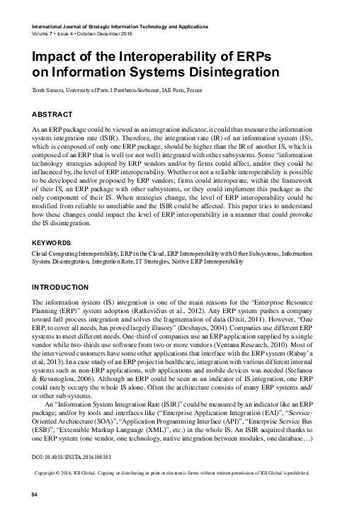 (PDF) Impact of the Interoperability of ERPs on Information Systems ...