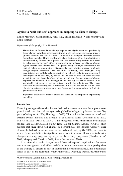 Against a ‘wait and see’ approach in adapting to climate change