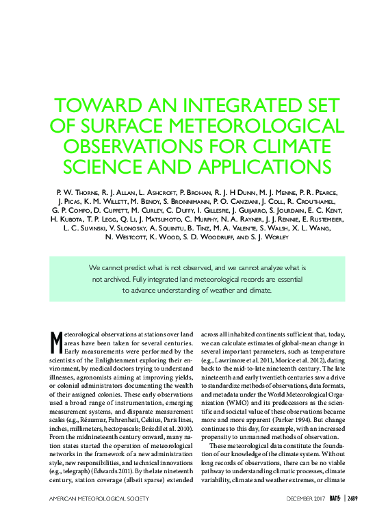 (PDF) Toward an Integrated Set of Surface Meteorological Observations ...