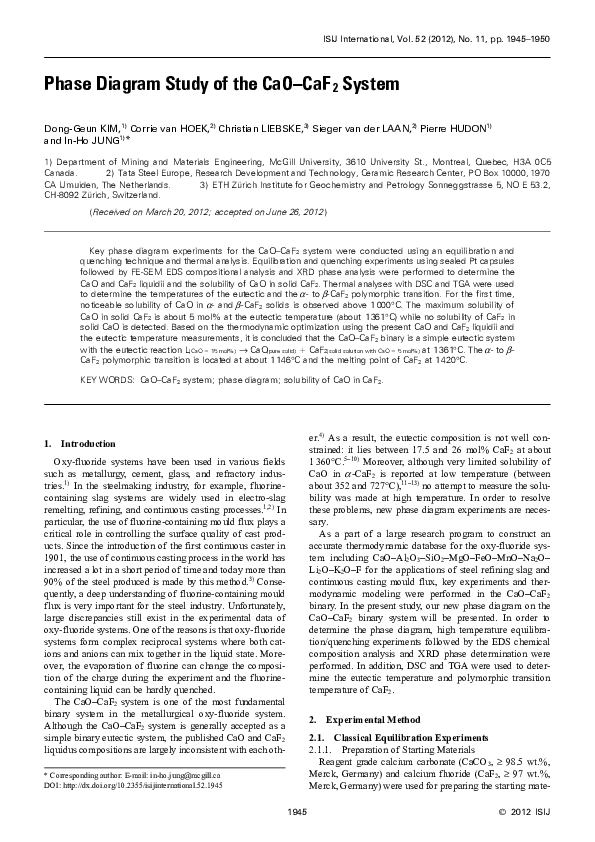 (PDF) Phase Diagram Study of the CaO^|^ndash;CaF2 System