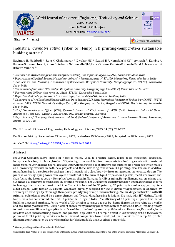 (PDF) Industrial Cannabis sativa (Fiber or Hemp): 3D printing-Hempcrete ...
