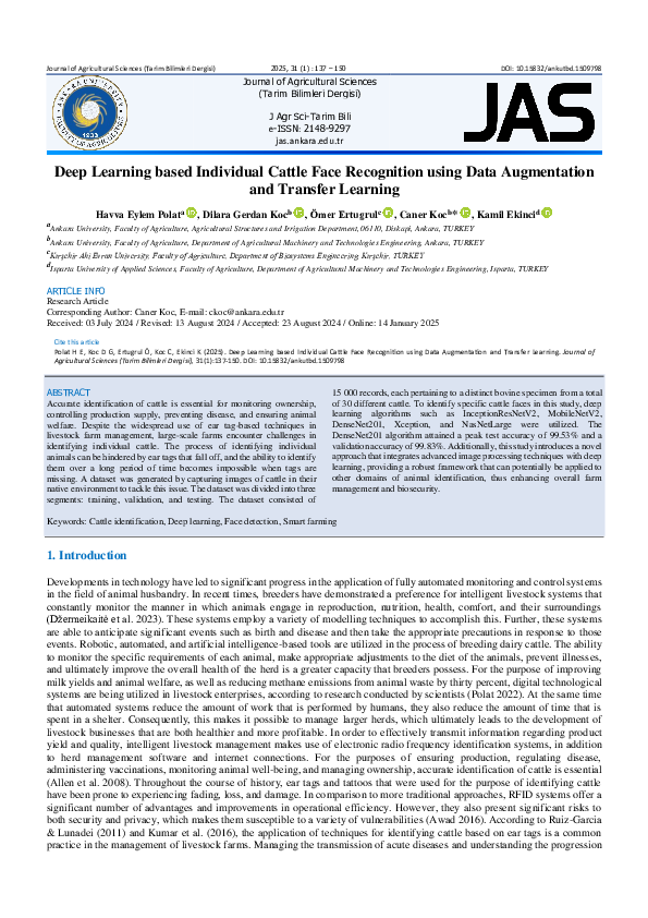 (PDF) Deep Learning based Individual Cattle Face Recognition using Data Augmentation and ...