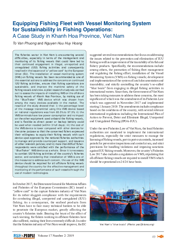 (PDF) Equipping fishing fleet with vessel monitoring system for ...