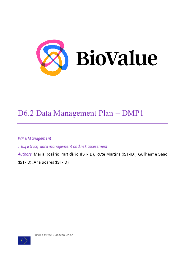 (PDF) D6.2 Data Management Plan – DMP1
