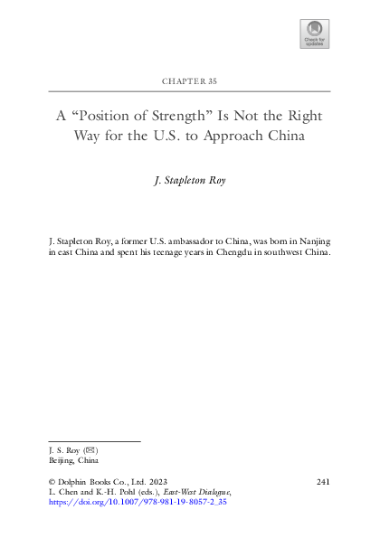 (PDF) A “Position of Strength” Is Not the Right Way for the U.S. to ...