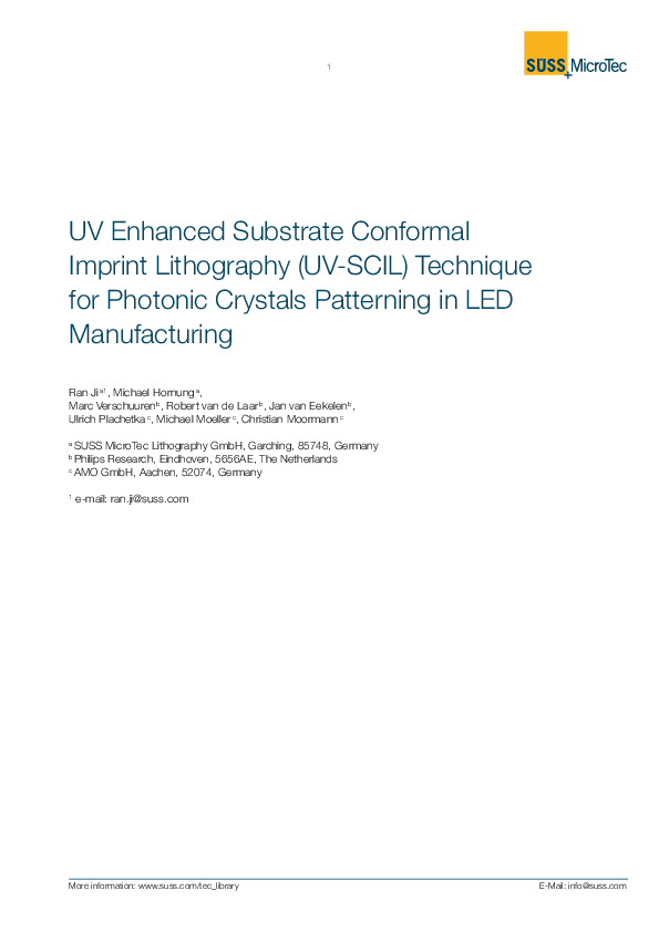 (PDF) UV enhanced substrate conformal imprint lithography (UV-SCIL) technique for photonic ...