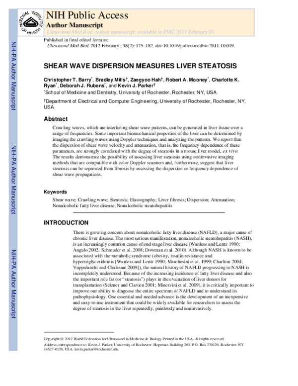(PDF) Shear Wave Dispersion Measures Liver Steatosis