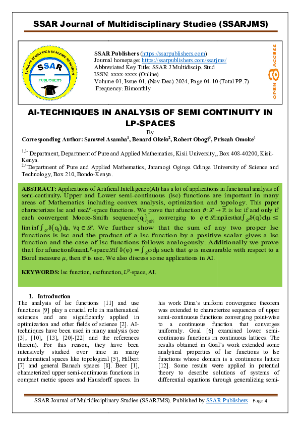 (PDF) AI-TECHNIQUES IN ANALYSIS OF SEMI CONTINUITY IN