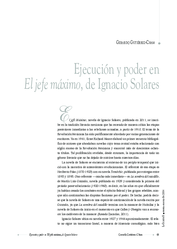 (PDF) Ejecución y poder en El jefe máximo