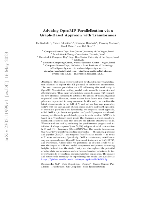 (PDF) Advising OpenMP Parallelization via a Graph-Based Approach with Transformers