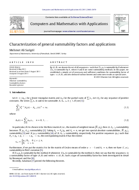 Characterization of general summability factors and applications