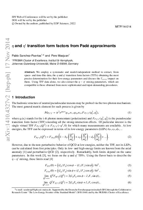 (PDF) $\eta$ and $\eta'$ transition form factors from Padé approximants