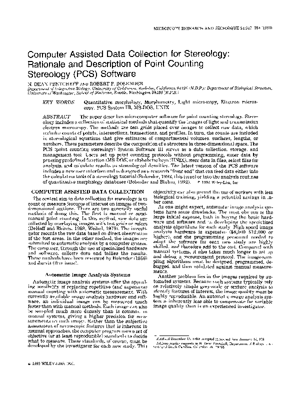 (PDF) Computer assisted data collection for stereology: Rationale and ...