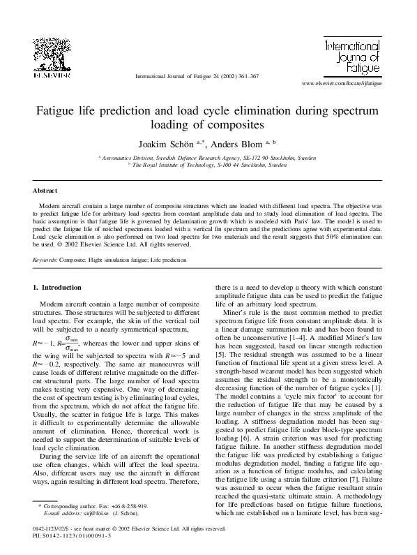 (PDF) Fatigue life prediction and load cycle elimination during ...
