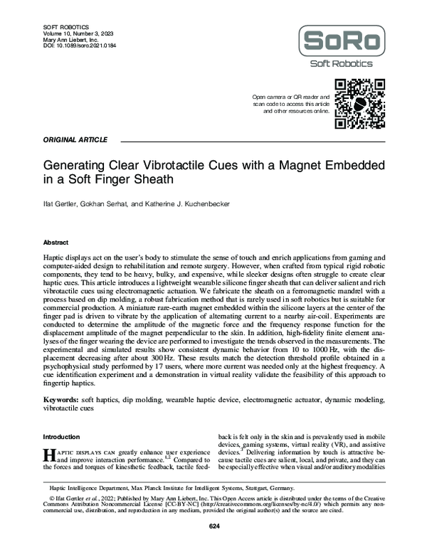 Generating Clear Vibrotactile Cues with a Magnet Embedded in a Soft ...