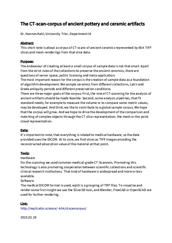 (PDF) The CT-scan-corpus of ancient pottery and ceramic artifacts