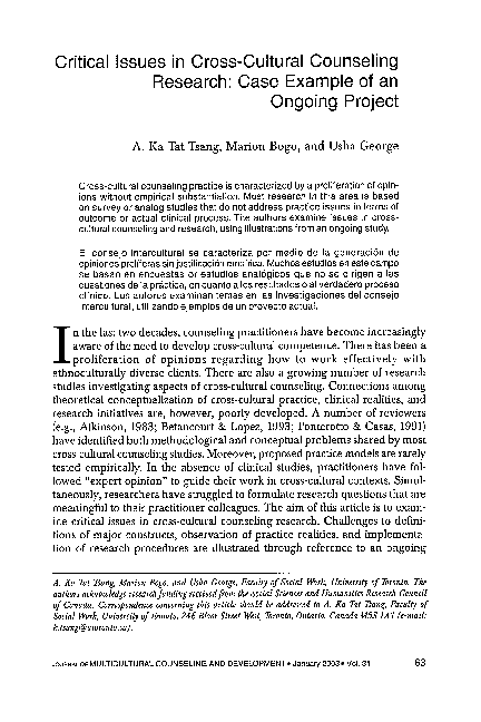 (PDF) Critical Issues in Cross‐Cultural Counseling Research: Case ...