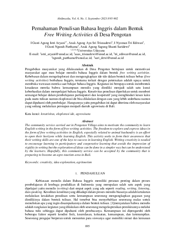 (PDF) Pemahaman Penulisan Bahasa Inggris dalam Bentuk Free Writing ...