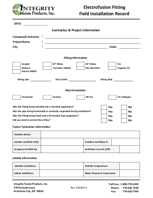 (PDF) EF Fitting Installation Field Form (Rev 02092024-A)