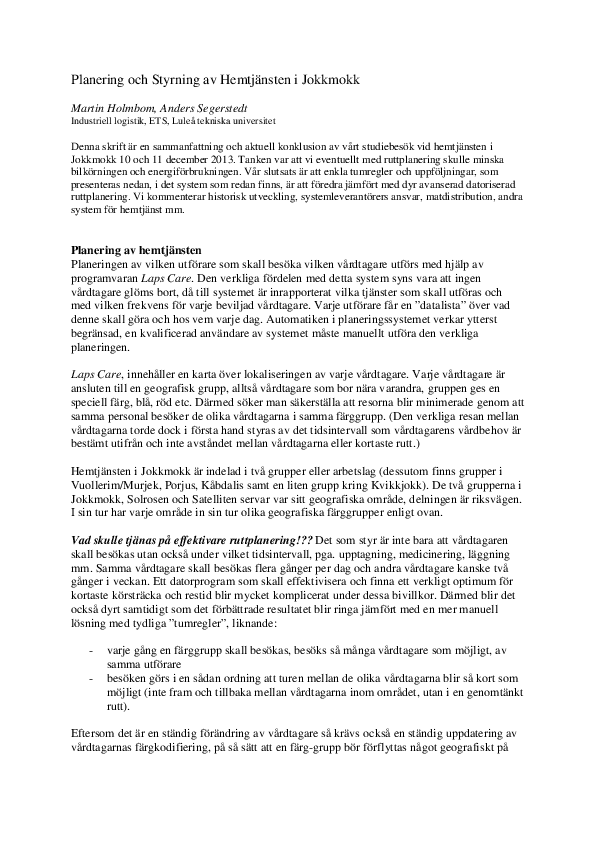 (PDF) Planering och Styrning av Hemtjänsten i Jokkmokk