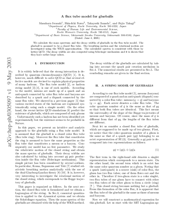 (PDF) Flux tube model for glueballs