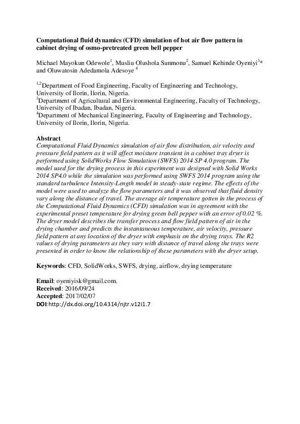 (PDF) Computational fluid dynamics (CFD) simulation of hot air flow ...