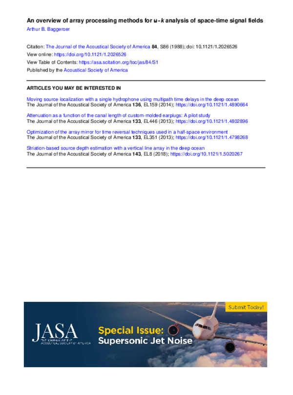 (PDF) An overview of array processing methods for ω‐k analysis of space ...