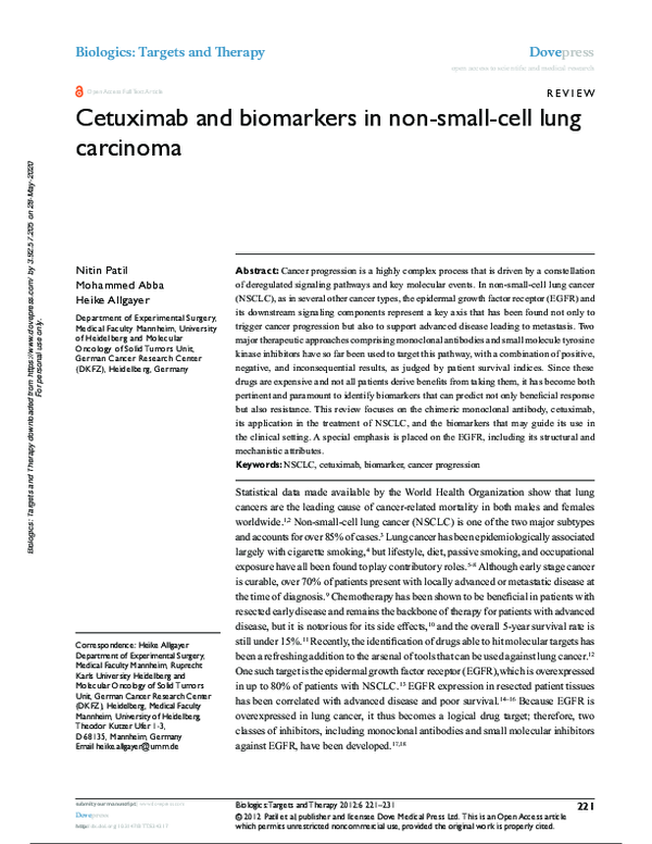 (PDF) Cetuximab and biomarkers in non-small-cell lung carcinoma
