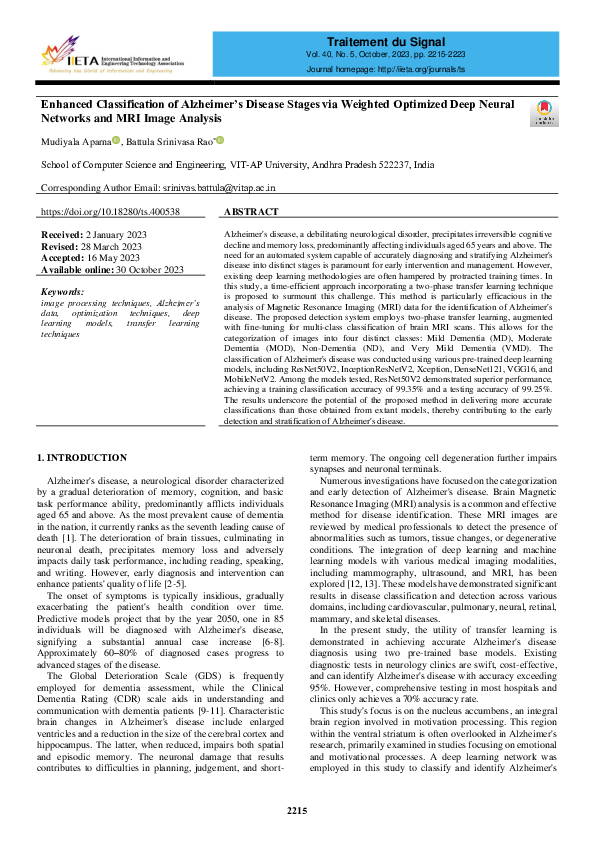 Enhanced Classification of Alzheimer’s Disease Stages via Weighted ...