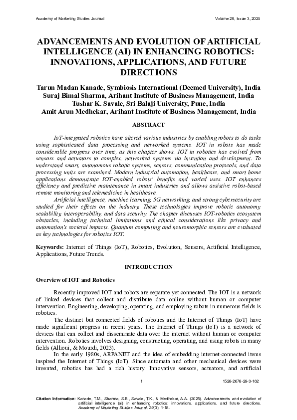 (PDF) ADVANCEMENTS AND EVOLUTION OF ARTIFICIAL INTELLIGENCE (AI) IN ...