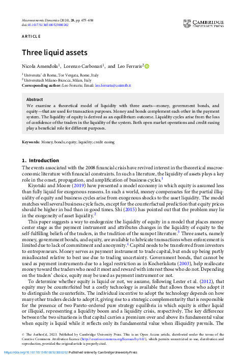 (PDF) Three liquid assets