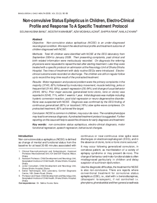 (PDF) Non-convulsive Status Epilepticus in Children, Electro-Clinical ...