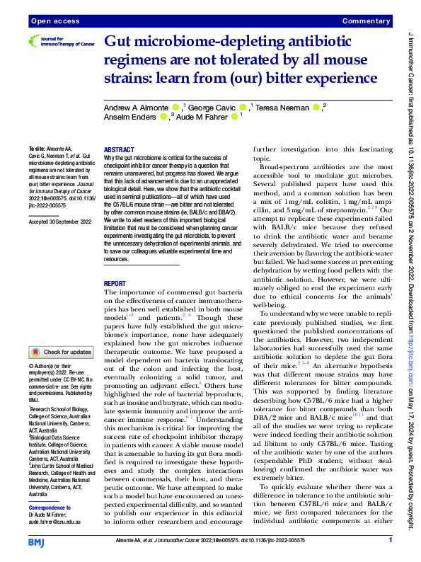 (PDF) Gut microbiome-depleting antibiotic regimens are not tolerated by ...