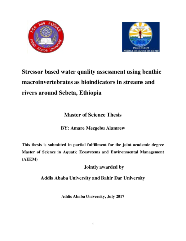 (PDF) Water quality assessment using benthic macroinvertebrates as ...