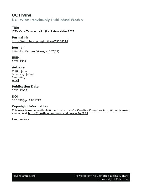 (PDF) ICTV Virus Taxonomy Profile: Retroviridae 2021