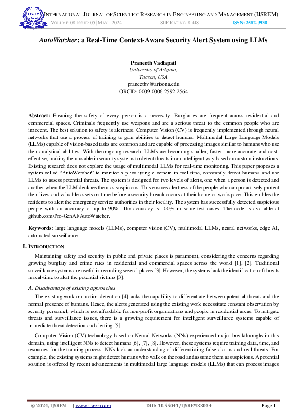 (PDF) AutoWatcher: a Real-Time Context-Aware Security Alert System using LLMs