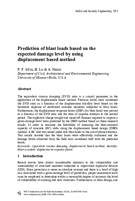 (PDF) Prediction of Blast Loads Based on the Expected Damage Level by ...