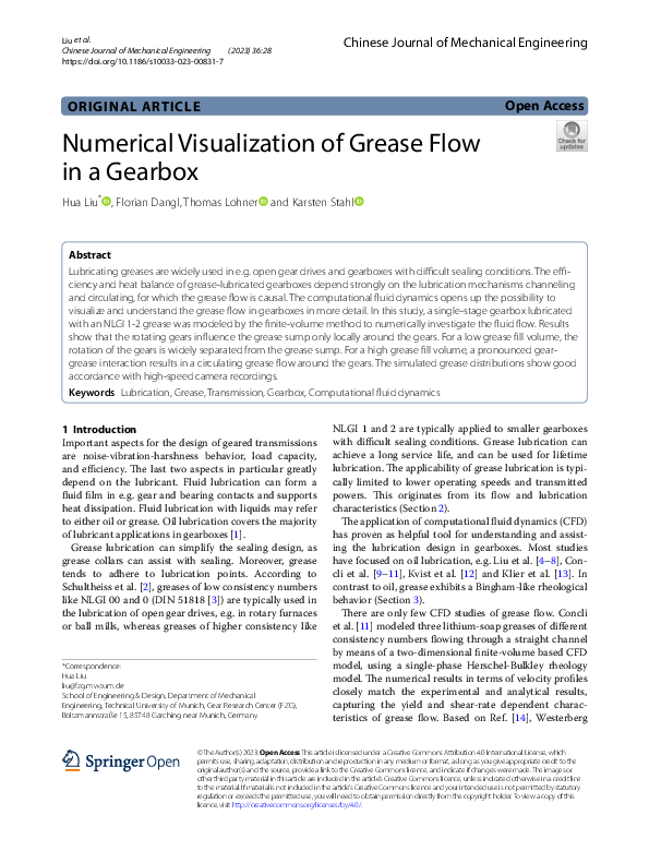 (PDF) Numerical Visualization of Grease Flow in a Gearbox