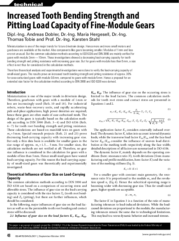 (PDF) Increased Tooth Bending Strength and Pitting Load Capacity of ...