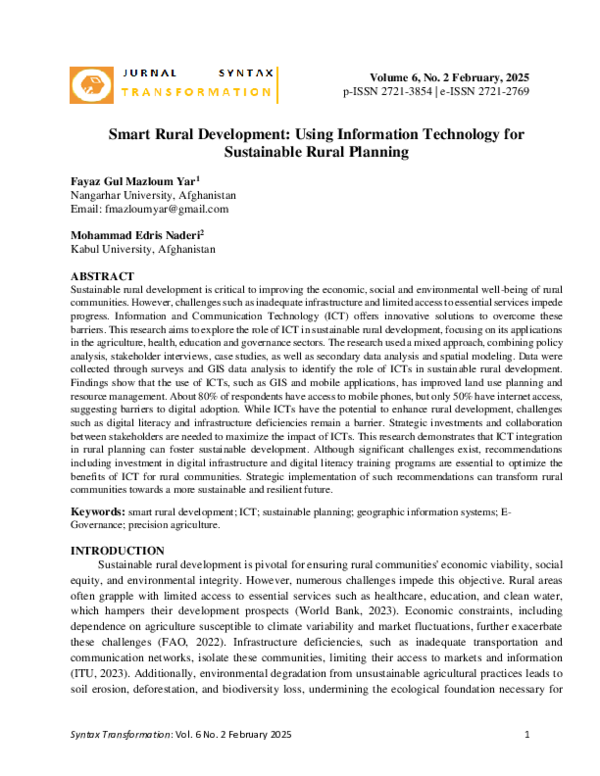 (PDF) Smart Rural Development: Using Information Technology for ...