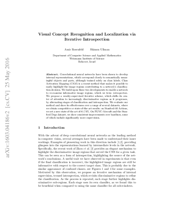 Visual Concept Recognition And Localization Via Iterative Introspection