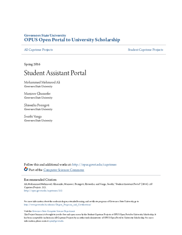 (PDF) Student Assistant Portal