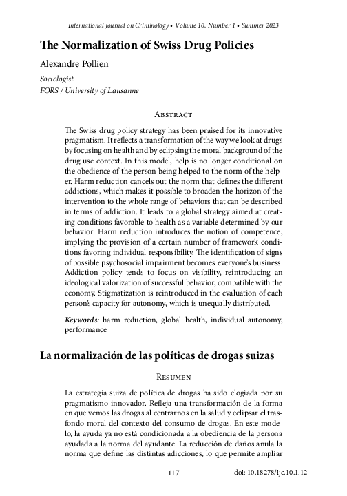 (PDF) The Normalization of Swiss Drug Policies