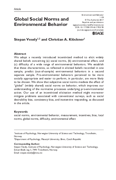 (PDF) Global Social Norms and Environmental Behavior