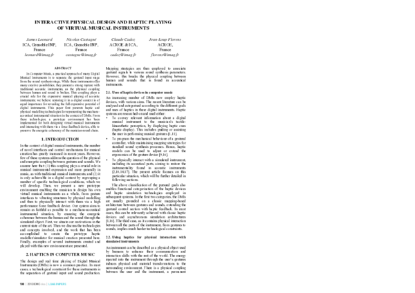 (PDF) Interactive Physical Design and Haptic Playing of Virtual Musical ...