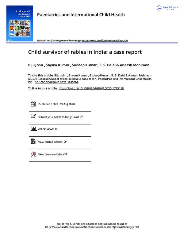 (PDF) Child survivor of rabies in India: a case report