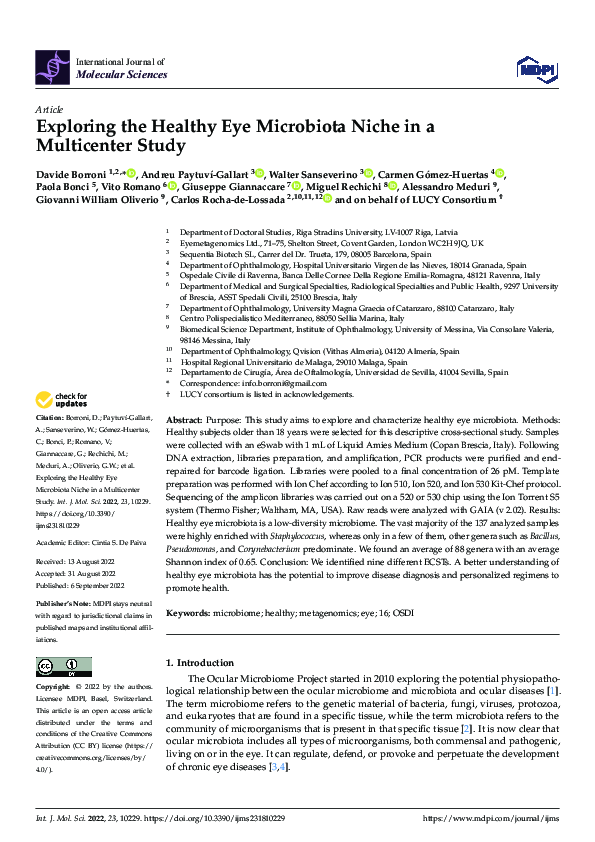(PDF) Exploring the Healthy Eye Microbiota Niche in a Multicenter Study